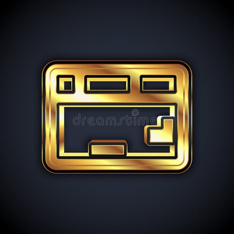 Gold Computer Processor with Microcircuits CPU Icon Isolated on Black ...