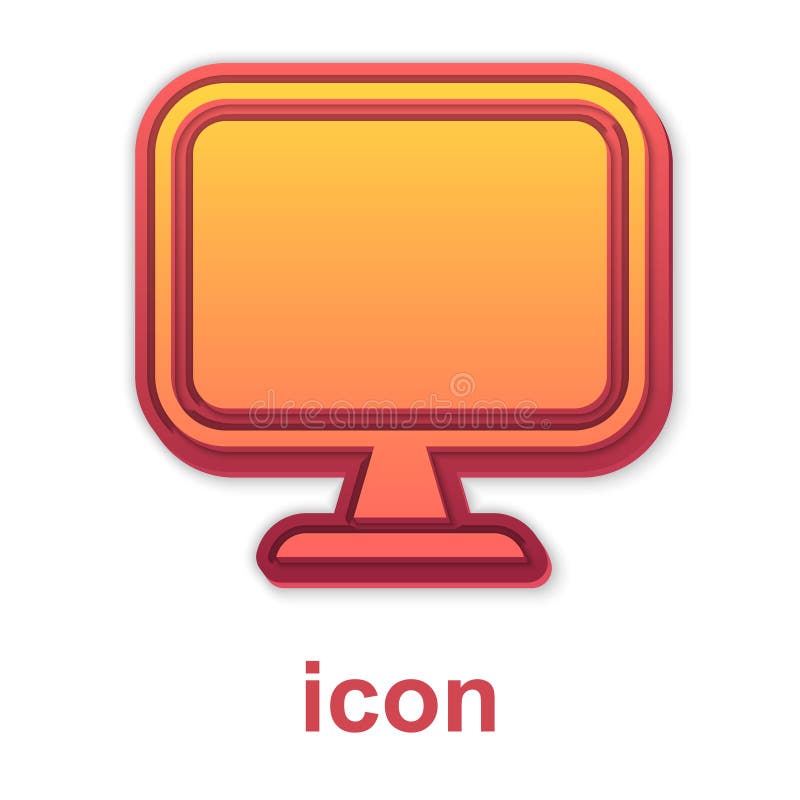Gold Computer Monitor Screen Icon Isolated on White Background ...
