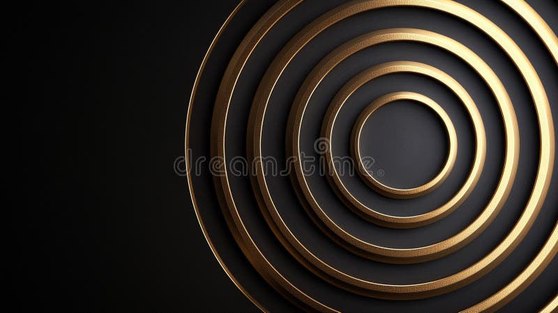 Gold Concentric Circles Arranged Harmoniously on Black Background. this ...