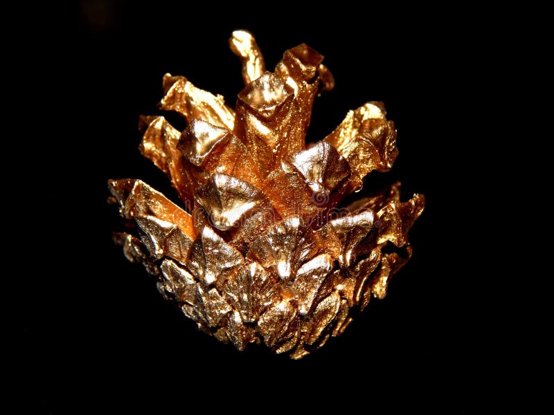 Gold Cone on a Black Background Stock Photo - Image of gift, decorative ...