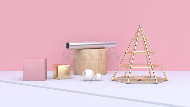 Gold Cone Framework Geometric Shape and Form Cube Tube Sphere Cylinder ...