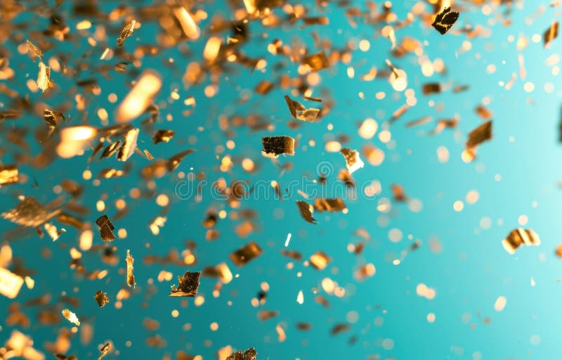 Gold Confetti and Confetti on Blue Background Christmas Stock Image ...
