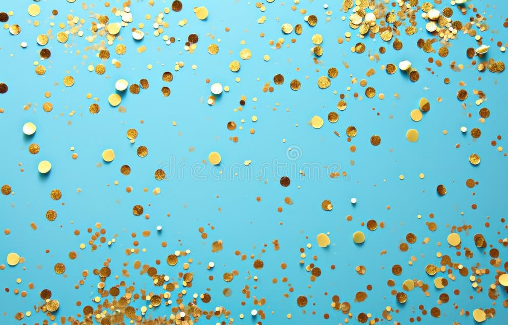 Gold Confetti and Confetti on Blue Background Christmas Stock ...