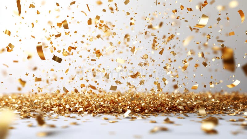 Gold Confetti Explosion with Falling Particles Generative AI Stock ...