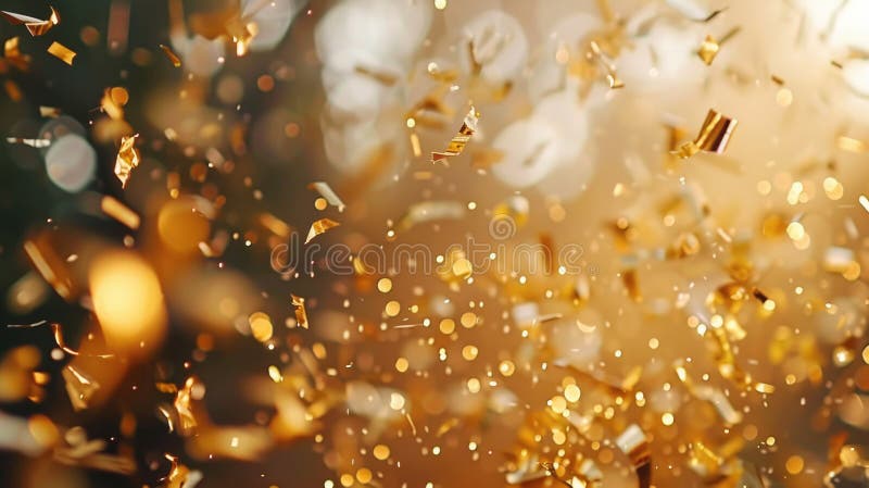 Gold Confetti Falling from Sky Stock Photo - Image of party ...
