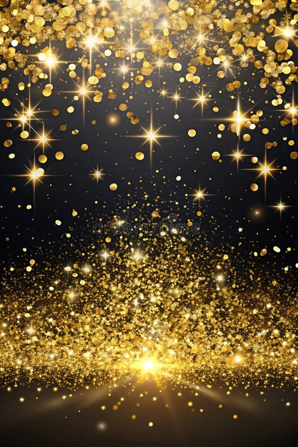 Gold Confetti Overlay on Black Background for Festive Event Designs ...