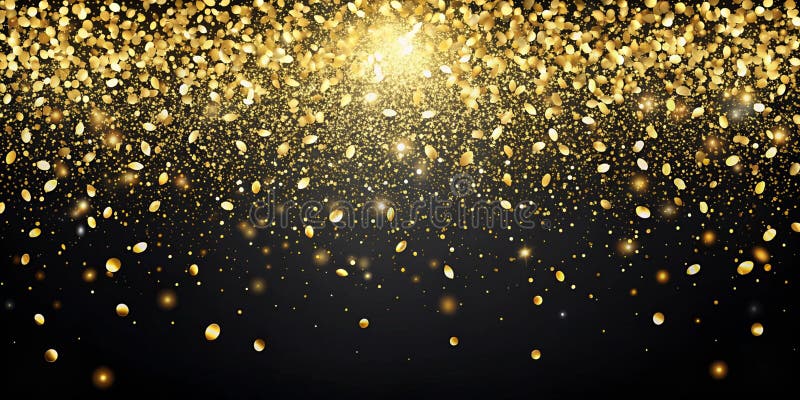 Gold Confetti Overlay on Black Background for Festive Event Designs ...