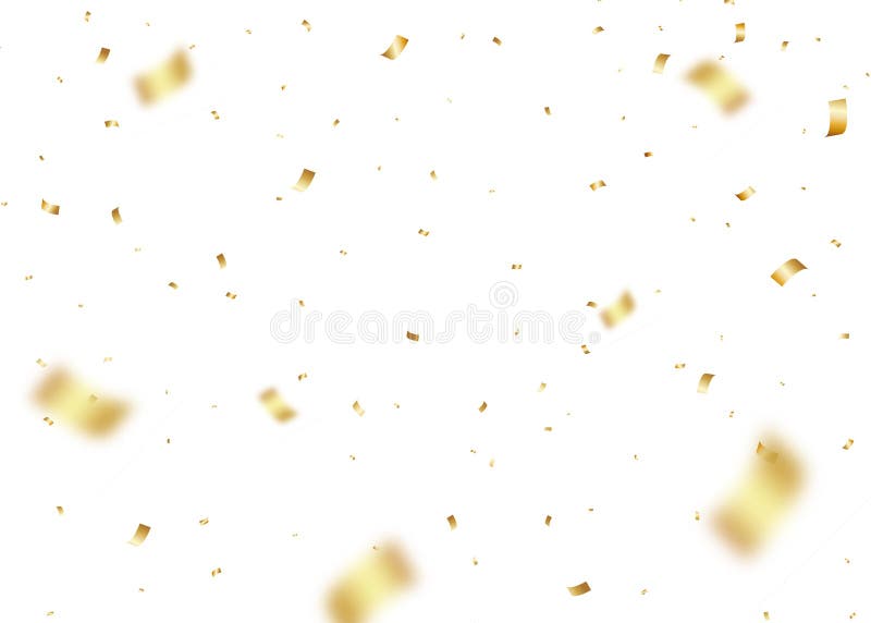 Gold Confetti Party Celebration Background with Ribbons and Particles ...