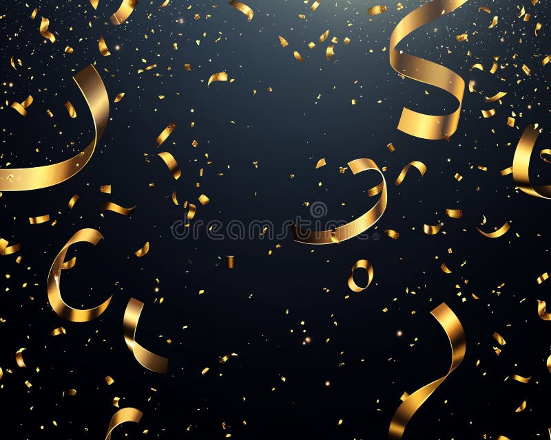 Gold Confetti and Ribbons Abstract Background Image Stock Image - Image ...