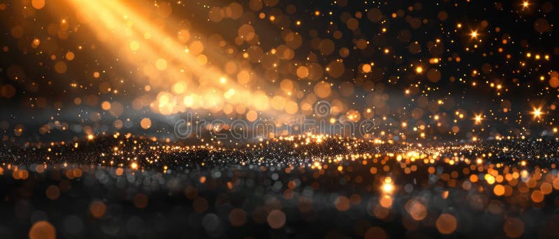Gold Confetti with Small Yellow Circles on a Black Background ...