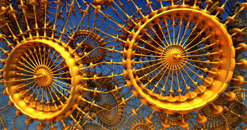 Gold Construction and Structures, Abstract Metallic Fantastic Shapes of ...