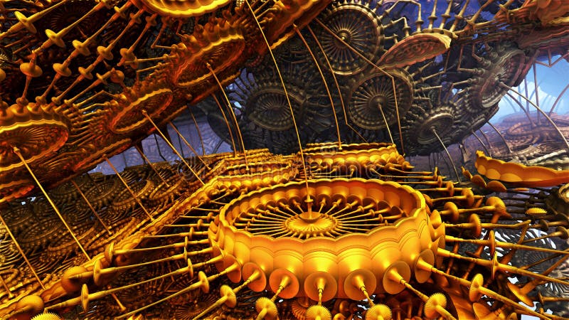 Gold Construction and Structures, Abstract Metallic Fantastic Shapes of ...