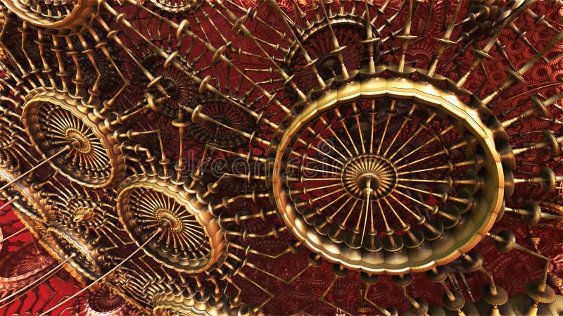 Gold Construction and Structures, Abstract Metallic Fantastic Shapes of ...