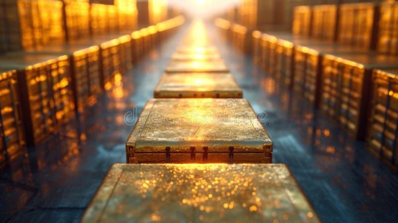 Gold Containers with Cargo on a Container Ship in the Ocean Stock Photo ...