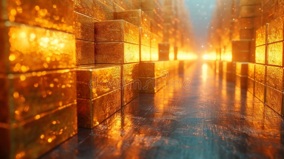 Gold Containers with Cargo on a Container Ship in the Ocean Stock Photo ...