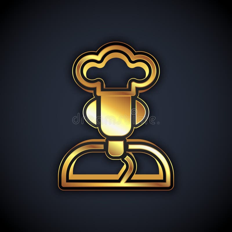 Gold Cook Icon Isolated on Black Background. Chef Symbol Stock ...