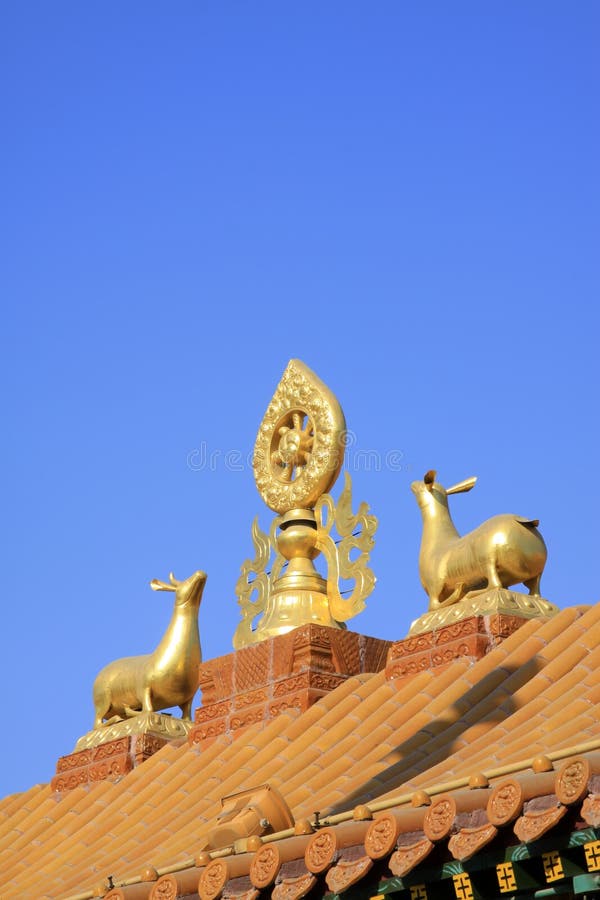 Gold and Copper Ornaments on the Roof in a Temple Stock Photo - Image ...