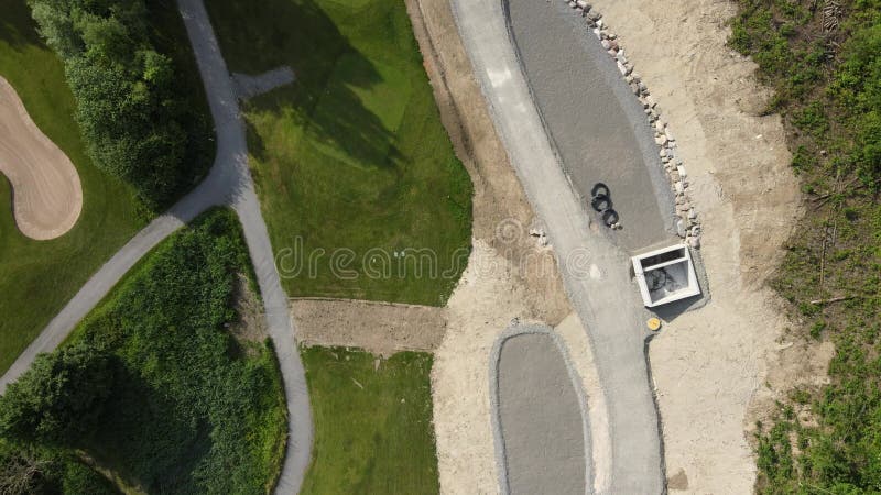 Gold Course Construction Site Fly Over. Swizerland Stock Video - Video ...