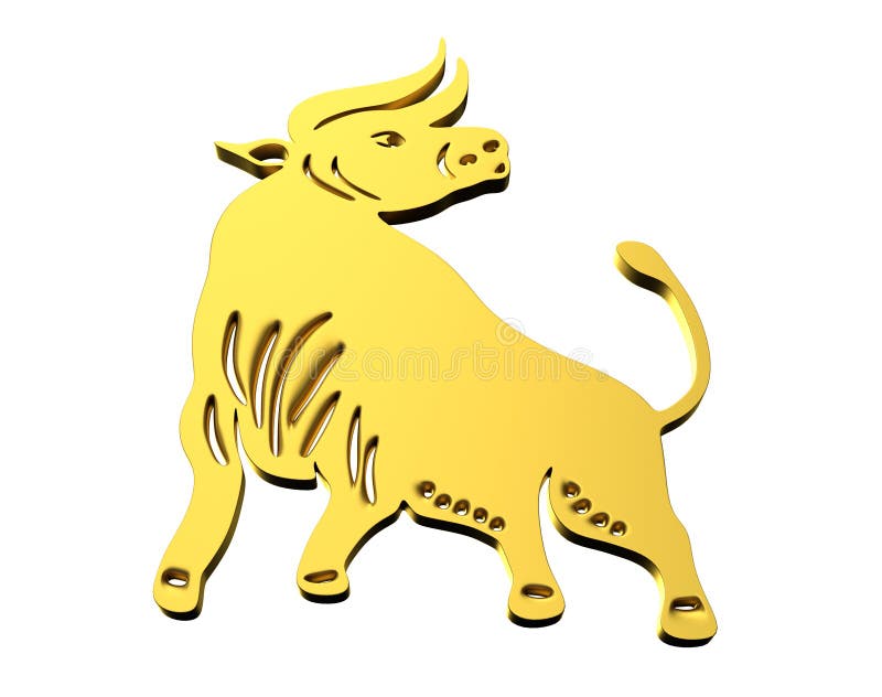 Gold Cow Icon Isolated on White Background. 3d Illustration 3D Render ...