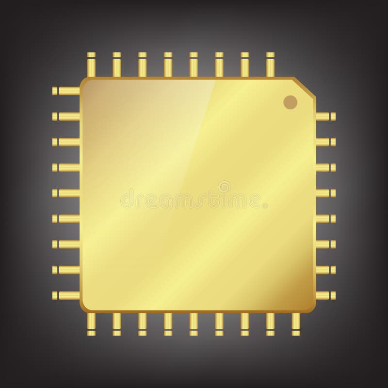 Gold CPU Central Processing Unit Stock Vector - Illustration of gold ...