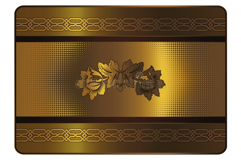 Gold credit card template. stock illustration. Illustration of card ...
