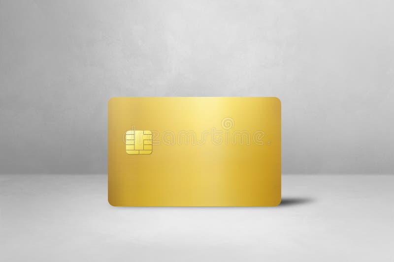 Gold Credit Card on a White Concrete Background Stock Illustration ...