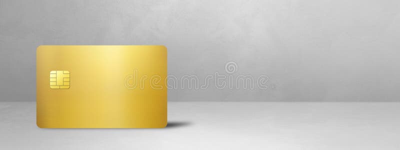 Gold Credit Card on a White Concrete Background Stock Illustration ...