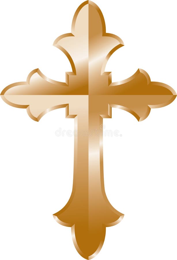 Gold Cross stock vector. Illustration of symbolic, cross - 20333896