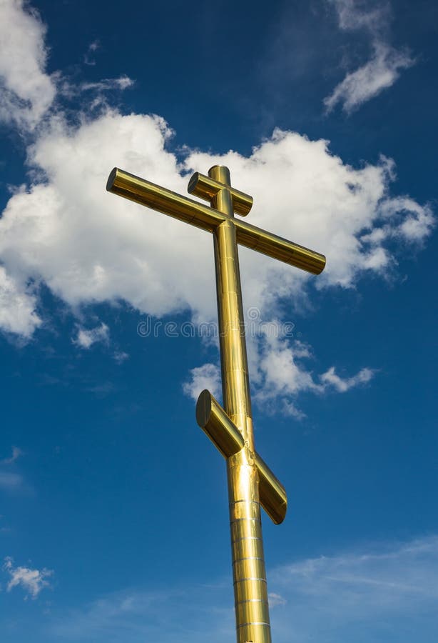 Gold cross stock image. Image of russia, mound, church - 59587597
