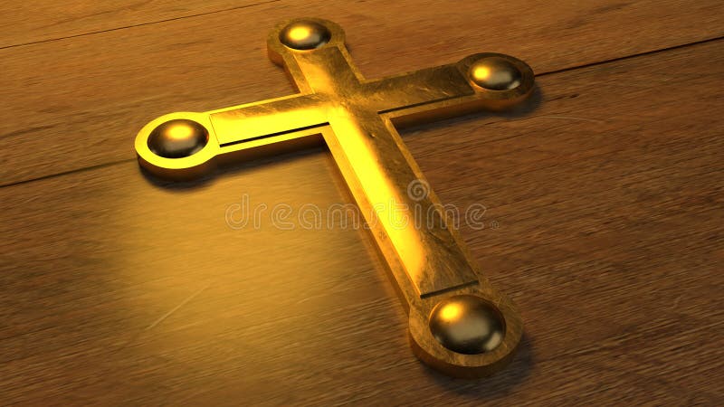 Gold Cross on Wood 3d Rendering for Holy Week Content Stock ...