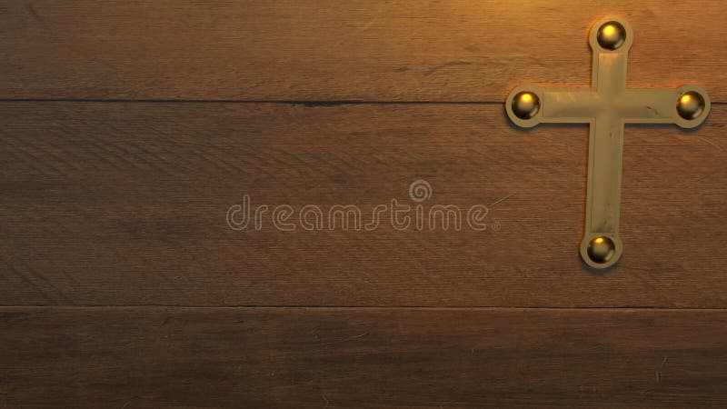 Gold Cross on Wood 3d Rendering for Holy Week Content Stock ...