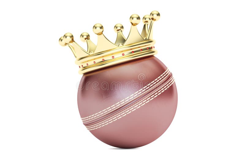 Gold Crown with Cricket Ball, 3D Rendering Stock Illustration ...