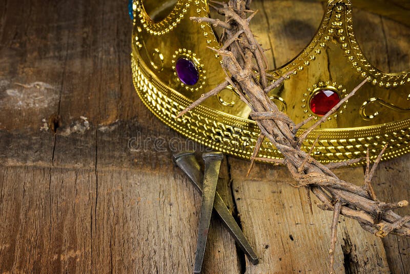 Gold Crown with Crown of Thorns Stock Image - Image of holiday, royalty ...