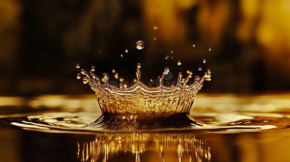 A Gold Crown is Falling into the Water Stock Photo - Image of multiple ...