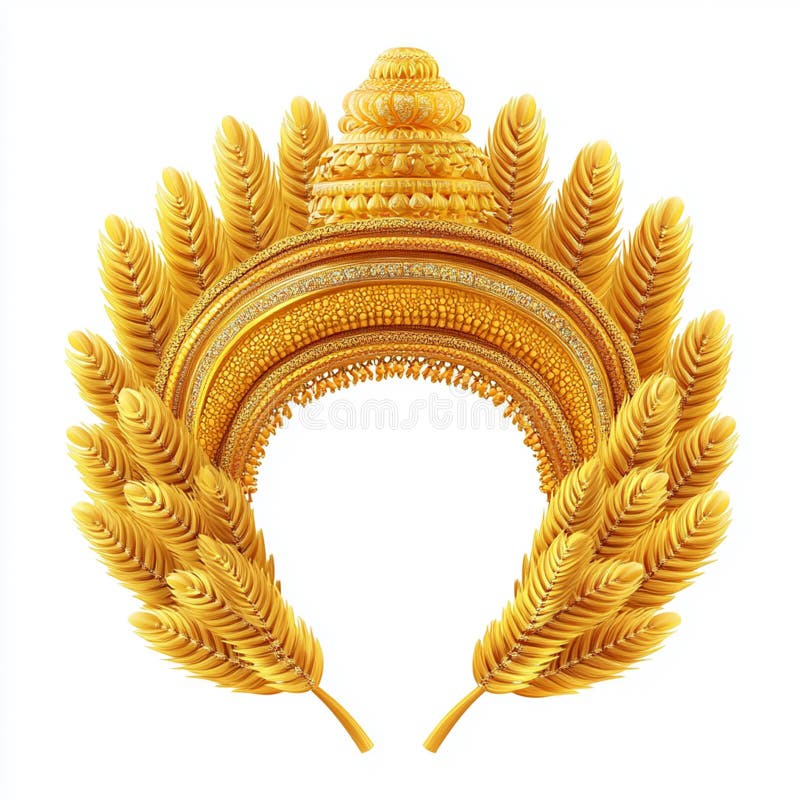 A gold crown with feathers stock illustration. Illustration of gemstone ...