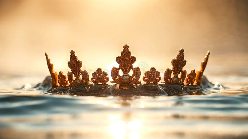 A Gold Crown Floats on the Water Stock Image - Image of vintage ...
