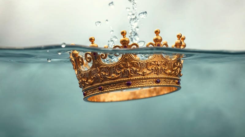 A Gold Crown Floats on the Water Stock Photo - Image of antique ...