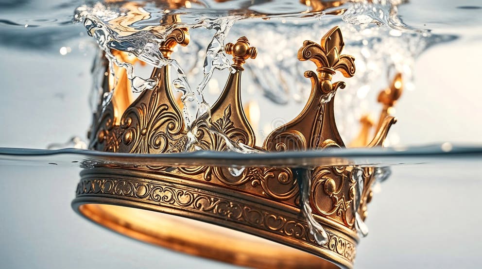 A Gold Crown Floats on the Water Stock Photo - Image of fantasy ...