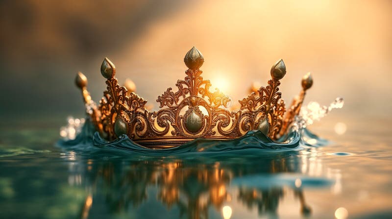 A Gold Crown Floats on the Water Stock Photo - Image of prince, concept ...