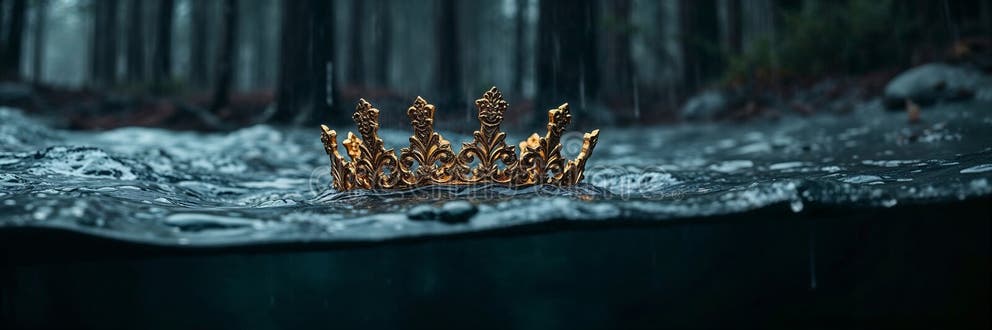 A Gold Crown Floats on the Water Stock Image - Image of water, banner ...