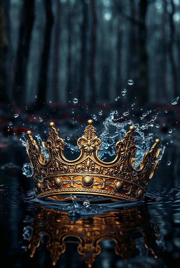 A Gold Crown Floats on the Water Stock Photo - Image of magic ...