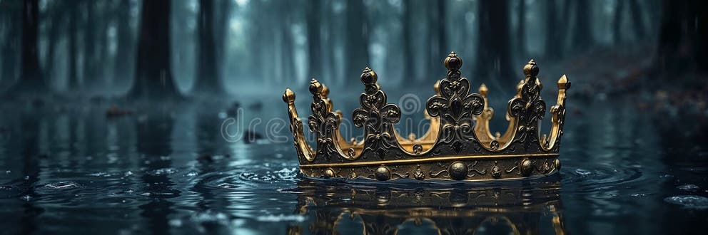 A Gold Crown Floats on the Water Stock Photo - Image of queen, magical ...