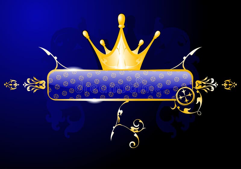 Gold Crown Glow Blue Banner Stock Vector - Illustration of silver ...