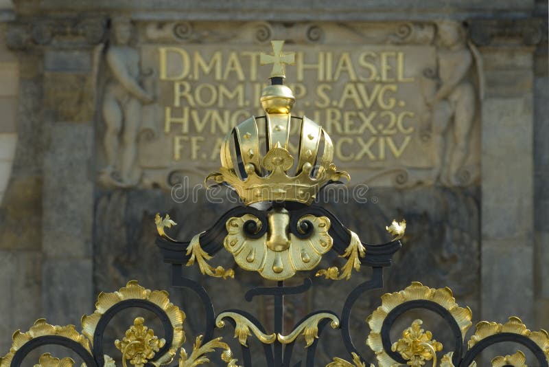 Gold Crown Prague Castle stock image. Image of crown, security - 9152107