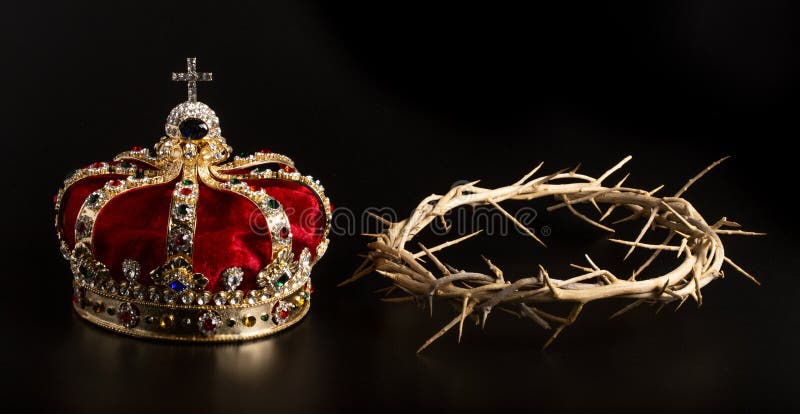 A Gold Crown with Red Velevet with the Crown of Thorns Stock Image ...