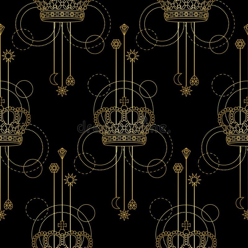 Gold Crown Seamless Pattern Stock Vector - Illustration of crown, king ...