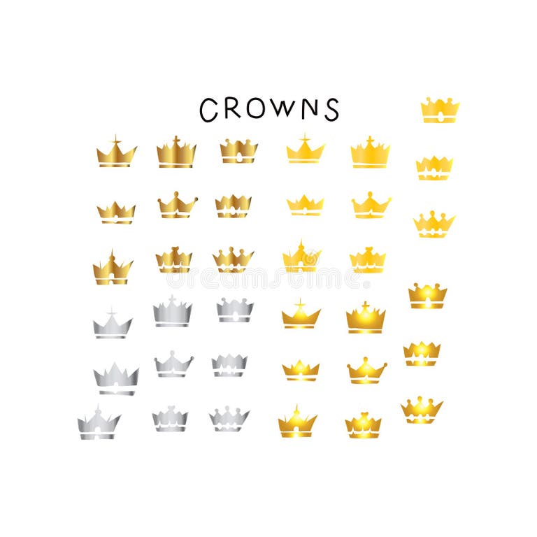 Gold Crown Set Design Vector Illustration Stock Vector - Illustration ...