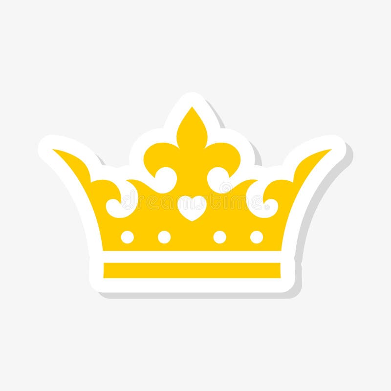 Gold Crown Sticker, Simple Vector Icon Stock Vector - Illustration of ...