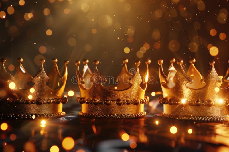 Gold Crowns on Table stock image. Image of jewelry, furniture - 376248587