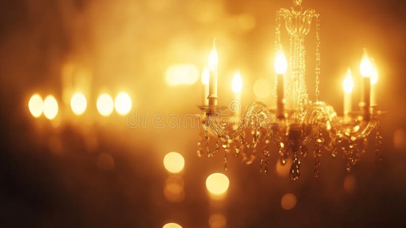 Gold Crystal Chandelier with Warm Glowing Lights Stock Illustration ...